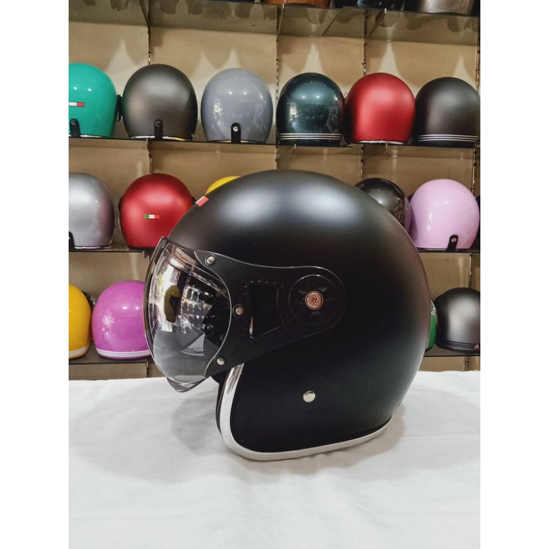 Jual Cen" Italy Helm Kaca Pilot Warna Hitam Doff Berlabel SNI Bisa COD ...