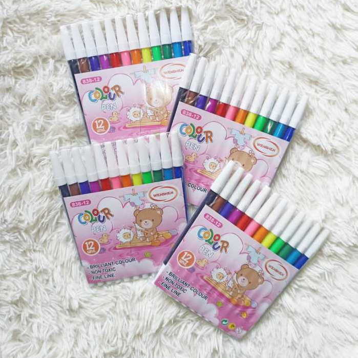 Jual Spidol 12 Warna Warni - Coloring Pen Mewarnai Set Murah | Shopee ...