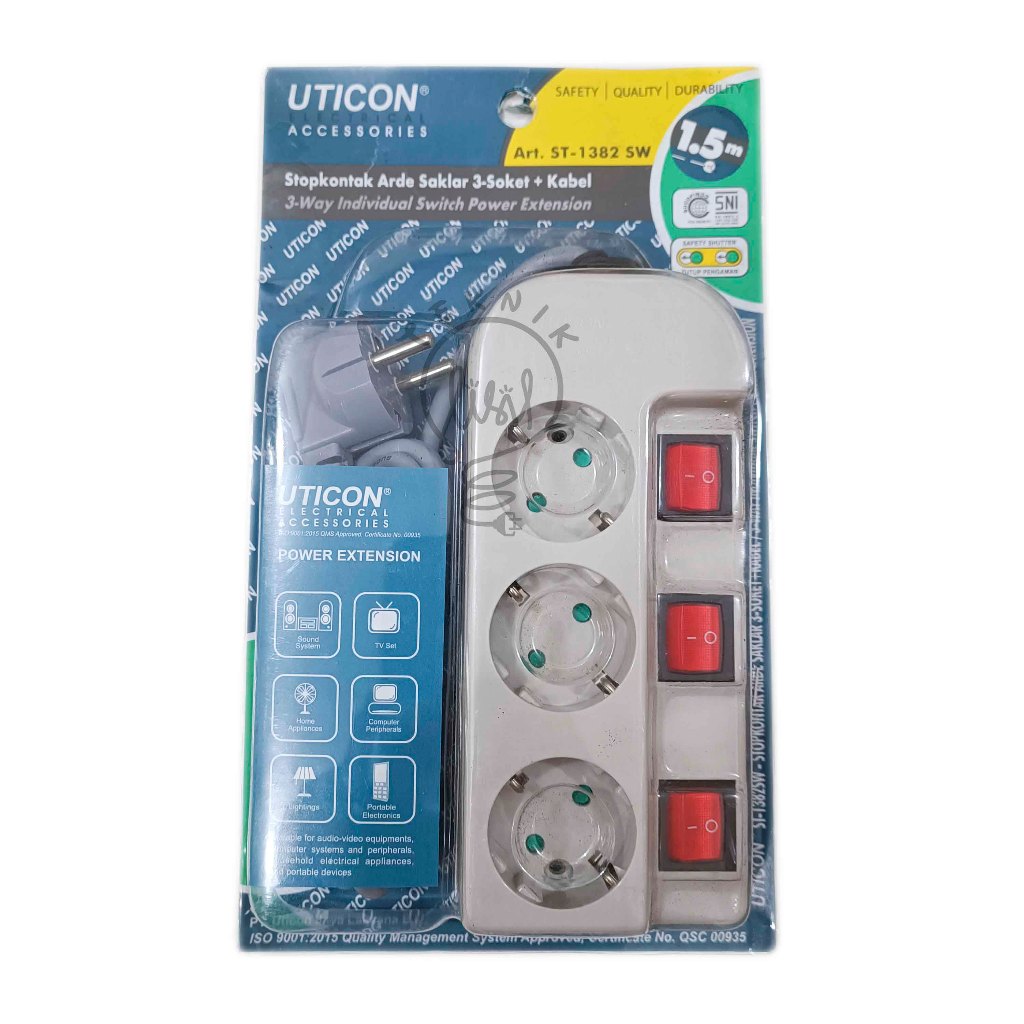 Jual STOP KONTAK UTICON 3 LUBANG DENGAN MULTI SAKLAR DAN KABEL 1,5 ...