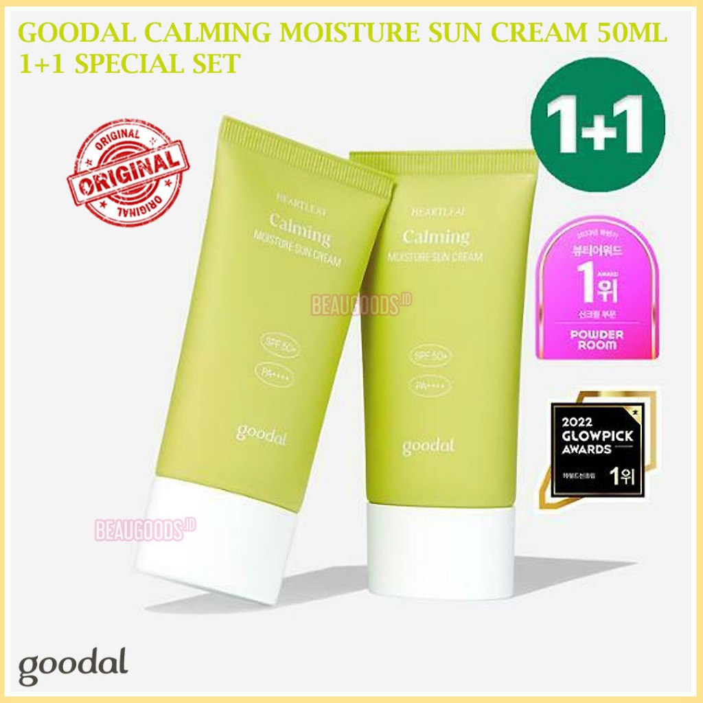 Jual GOODAL Heartleaf Calming Moisture Sun Cream 50ml 1+1 Special Set ...