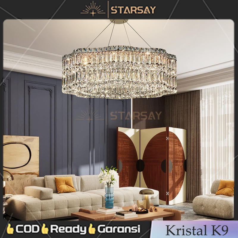 Jual 2 Ring 50+40 Lampu Gantung aesthetic ruang tamu hias Kristal 50+40cm mewah Double Layer ...