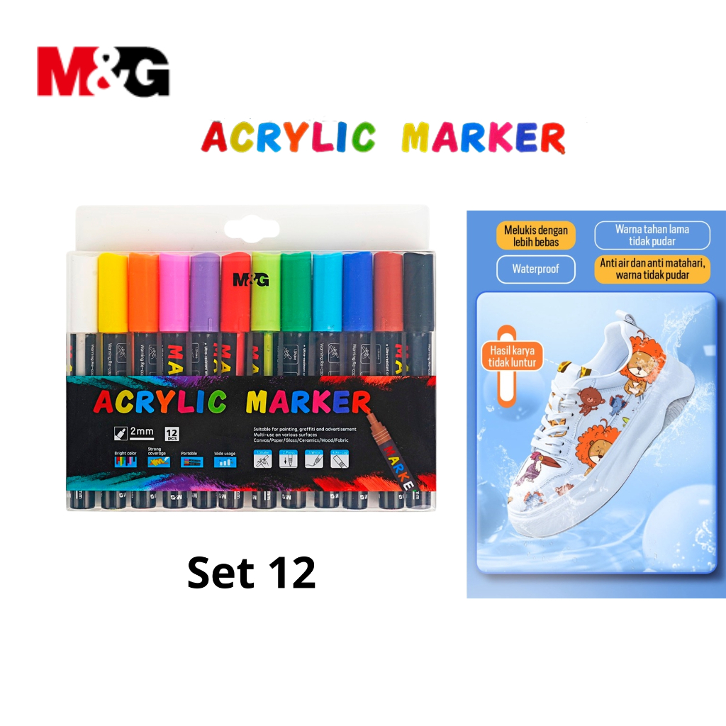 Jual Acrylic Marker M&G Spidol Akrilik Multifungsi Waterproof Permanent ...