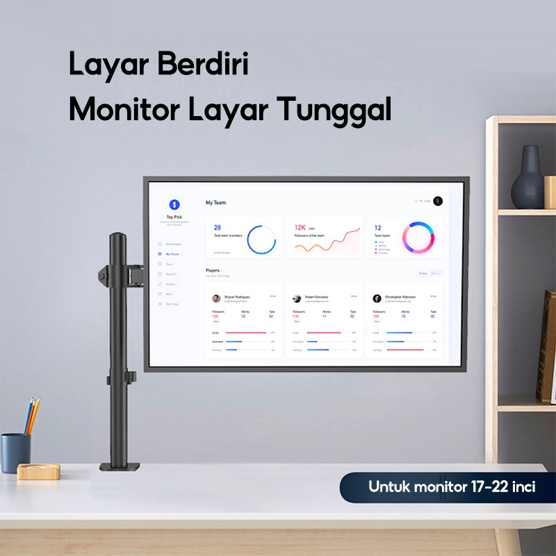 Jual Bracket Monitor Stand 17-32 Single Monitor Stand 360° Adjustable ...