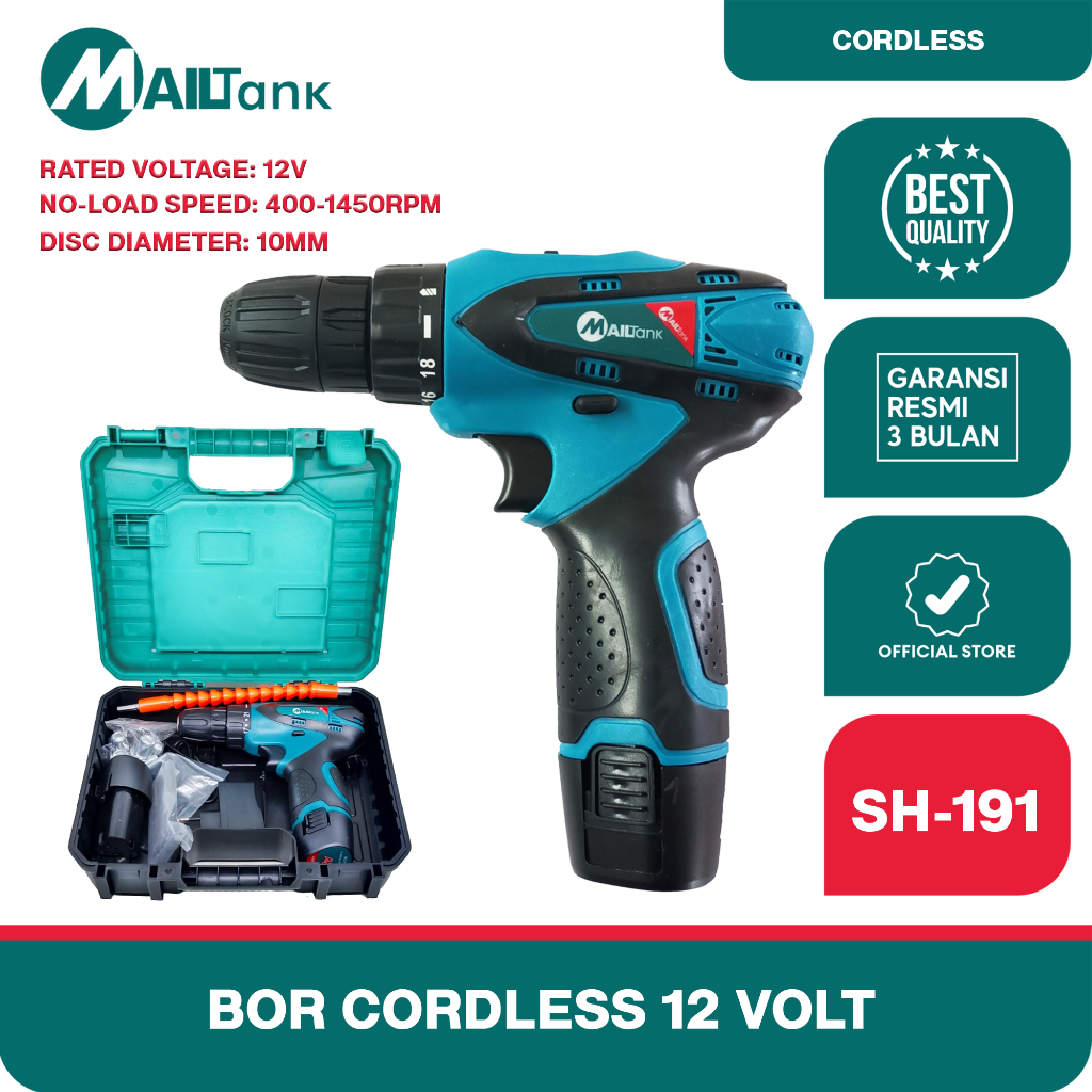 Jual Mailtank SH191 12V Bor Baterai 2baterai bor cas 1 set lengkap murah mesin bor tangan Mesin ...