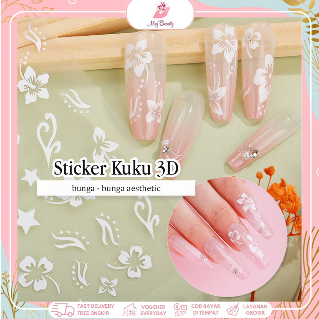 Jual MSY STIKER KUKU MOTIF BUNGA/FLORAL RANDOM/STICKER NAIL ART DESAIN ...