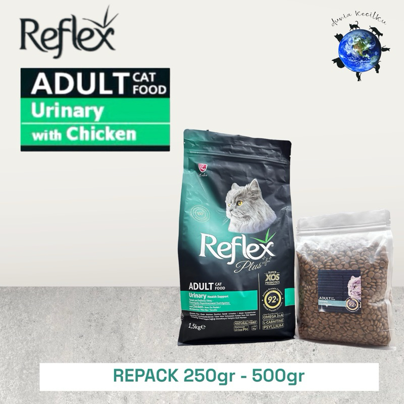 Jual Reflex Plus Adult URINARY Cat Food With Chicken (REPACK 500 GRAM ...