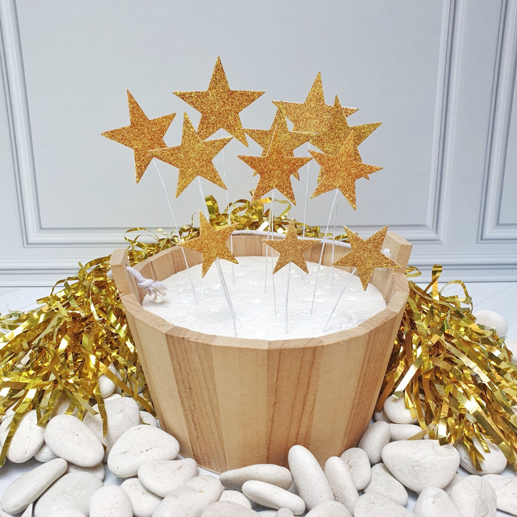Jual Gold Stars Bintang Star Emas Glitter Birthday Cake Topper Cupcake Pudding Tumpeng Hampers ...