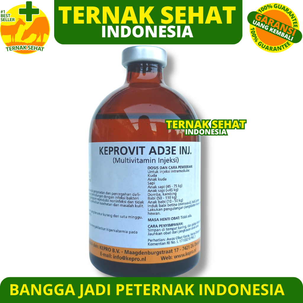 Jual KEPROVIT AD3E INJ 100ML - Vitamin ADE Konsentrasi Tinggi Untuk Hewan Sapi kambing Domba ...