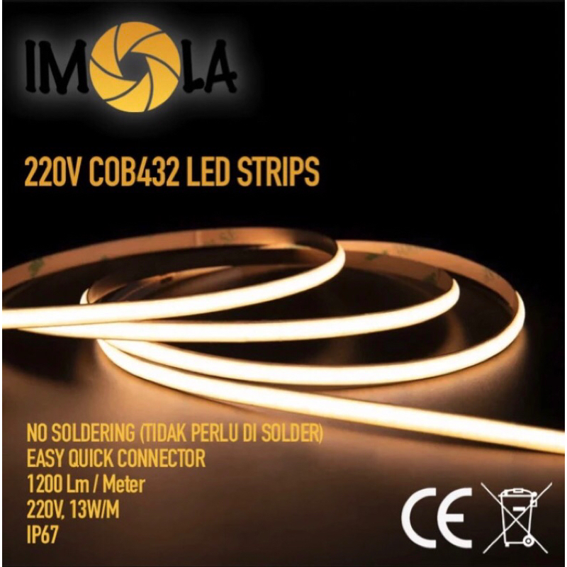 Jual Lampu Led strip COB 220V Meteran/imola Led strip 220V 13 wat/mtr ...
