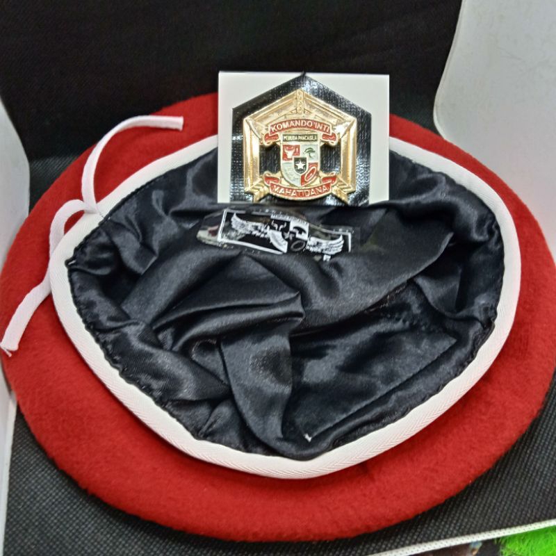 Jual baret pemuda pancasila dan logo komando inti terbaru lis hitam dan ...