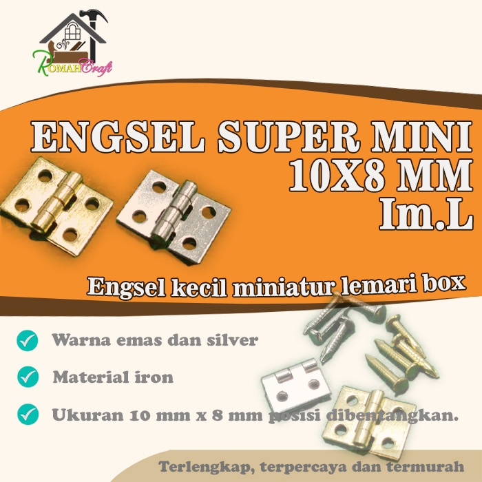 Jual + paku Engsel super mini 10x8 mm Im.L Engsel kecil miniatur lemari ...