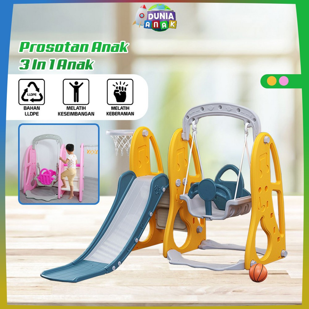 Jual Prosotan Seluncuran Anak 3in1 Free Bola + Ring Basket / Mainan ...