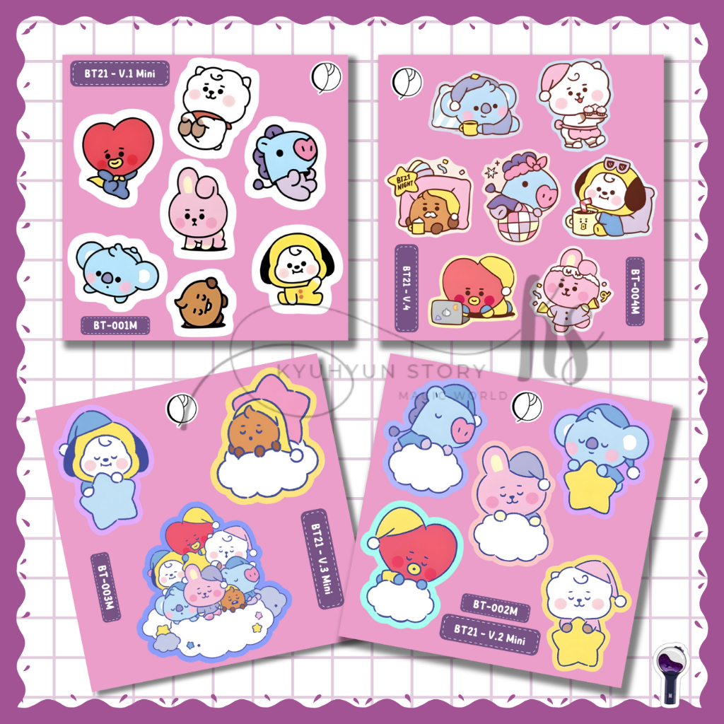 Jual Sticker BT21 Kpop BTS Anime Chibi Lucu Aesthetic Stiker Deco ...