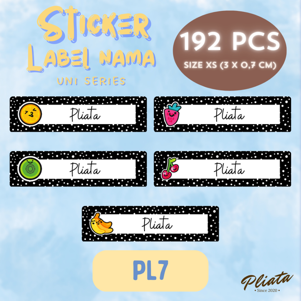 Jual (PL7) LABEL NAMA Stiker Waterproof - PLIATA Sticker Label Custom ...