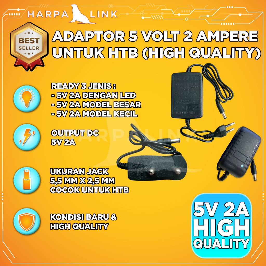 Jual Adaptor 5V 2A Untuk Media Converter HTB 3100 DC 5V 2A Standar HTB ...