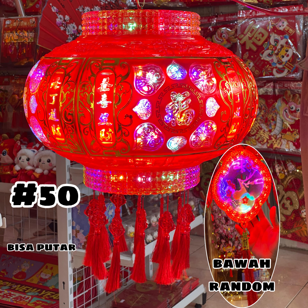 Jual Lampion Lampu Imlek Besar Listrik LED Bisa Putar 360 Derajat / Red ...