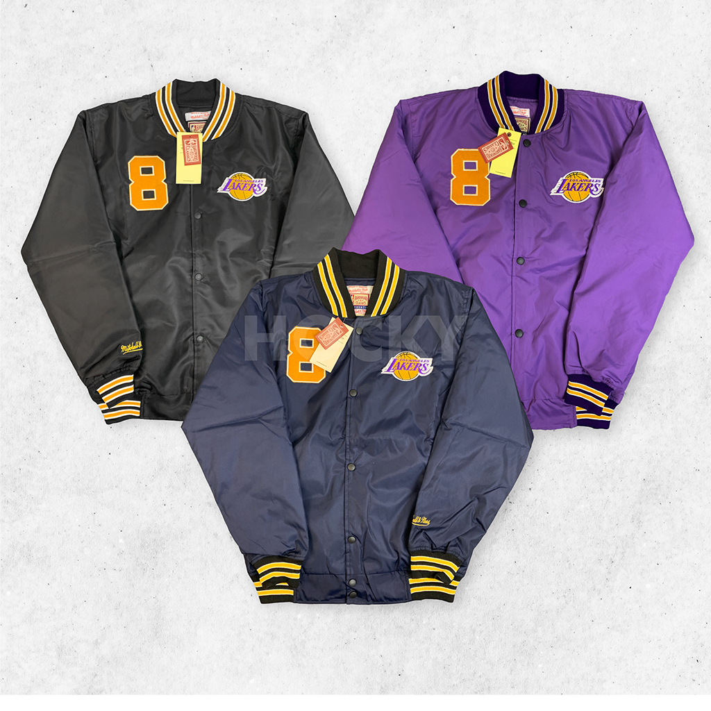 Jual HOCKY Jaket Varsity Baseball Pria Ungu Laker's 8 Full Bordir ...
