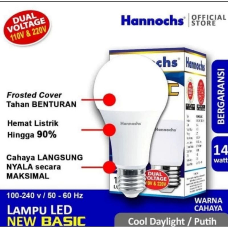 Jual Lampu LED Bohlam LED HANNOCHS BASIC 14 Watt | Shopee Indonesia