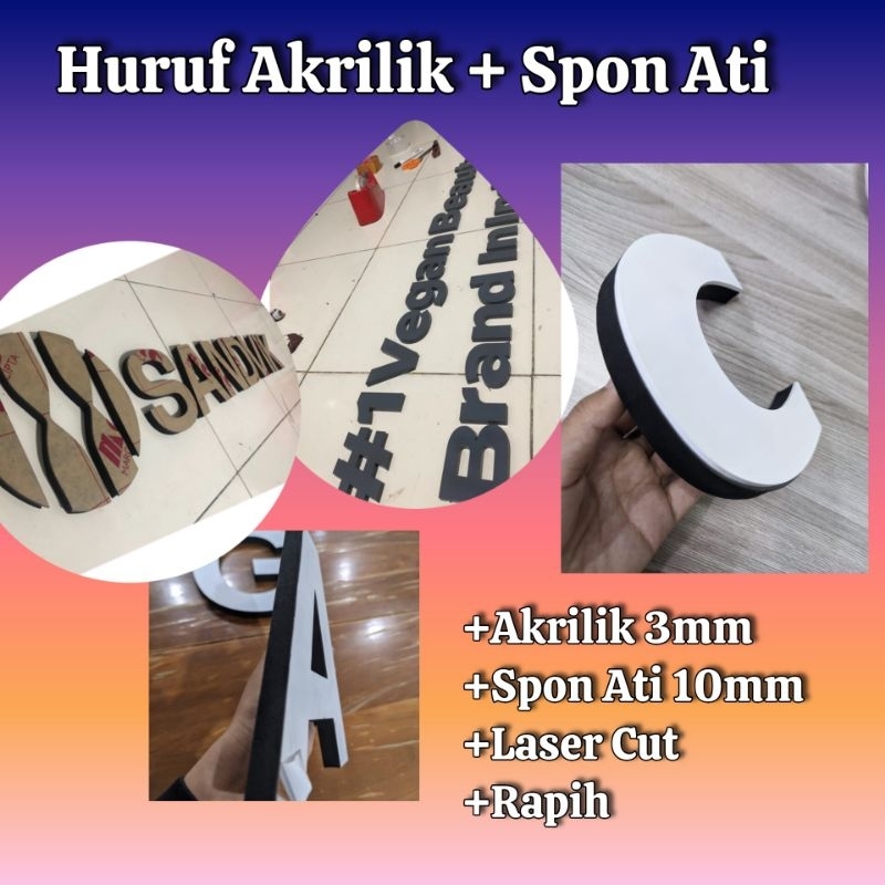 Jual Huruf Timbul Akrilik DiLapisi Spon Ati | Shopee Indonesia
