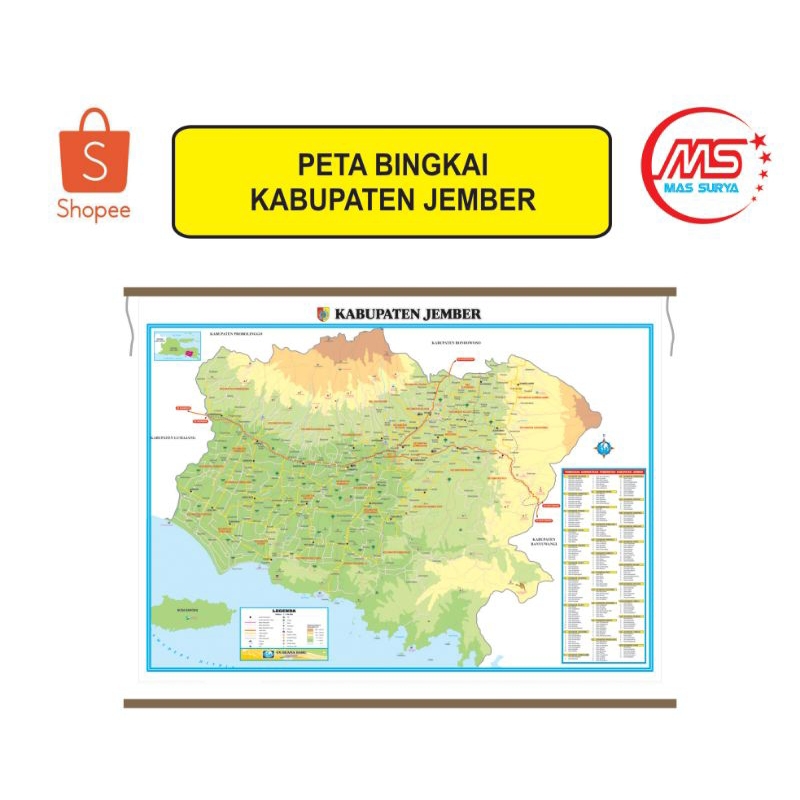 Jual Peta Bingkai Kabupaten Jember Besar | Shopee Indonesia