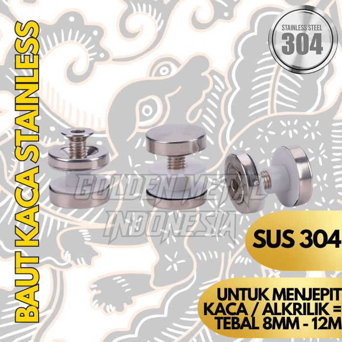 Jual Baut Kaca Stainless SUS 304 Penjepit Kaca Tiang Railing | Shopee ...