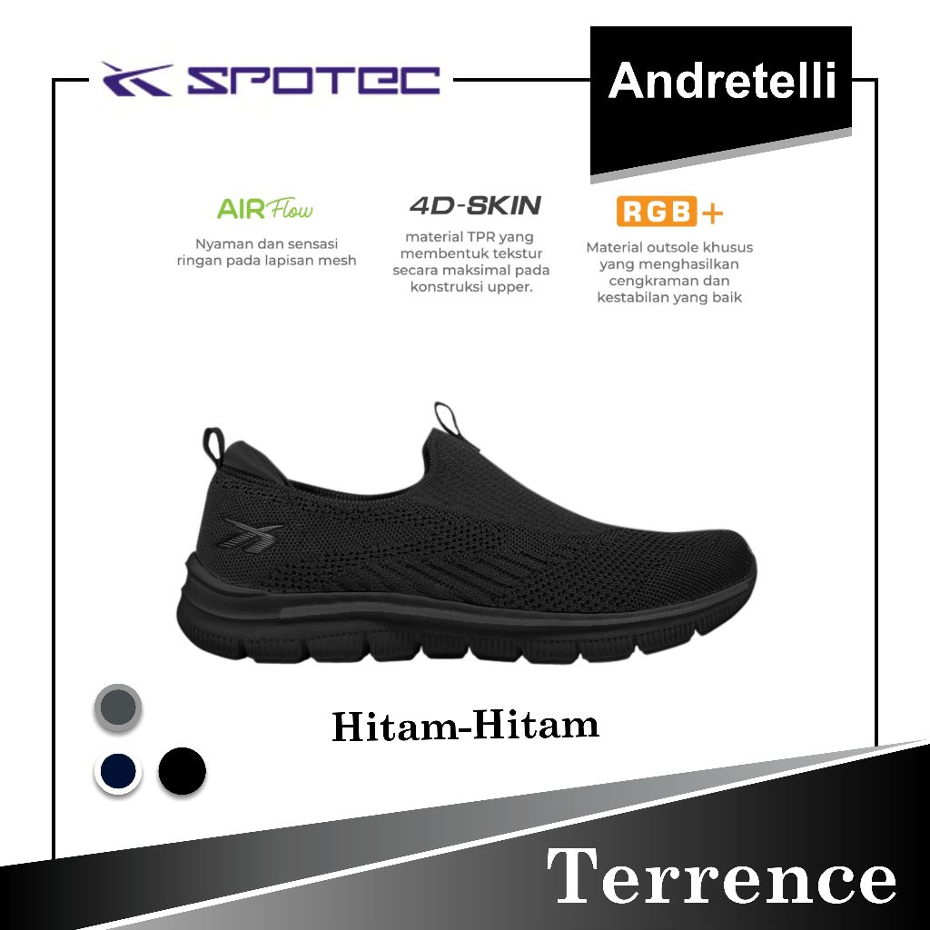Jual Spotec TERRENCE Sepatu Walking Pria HITAM / HITAM | Shopee Indonesia