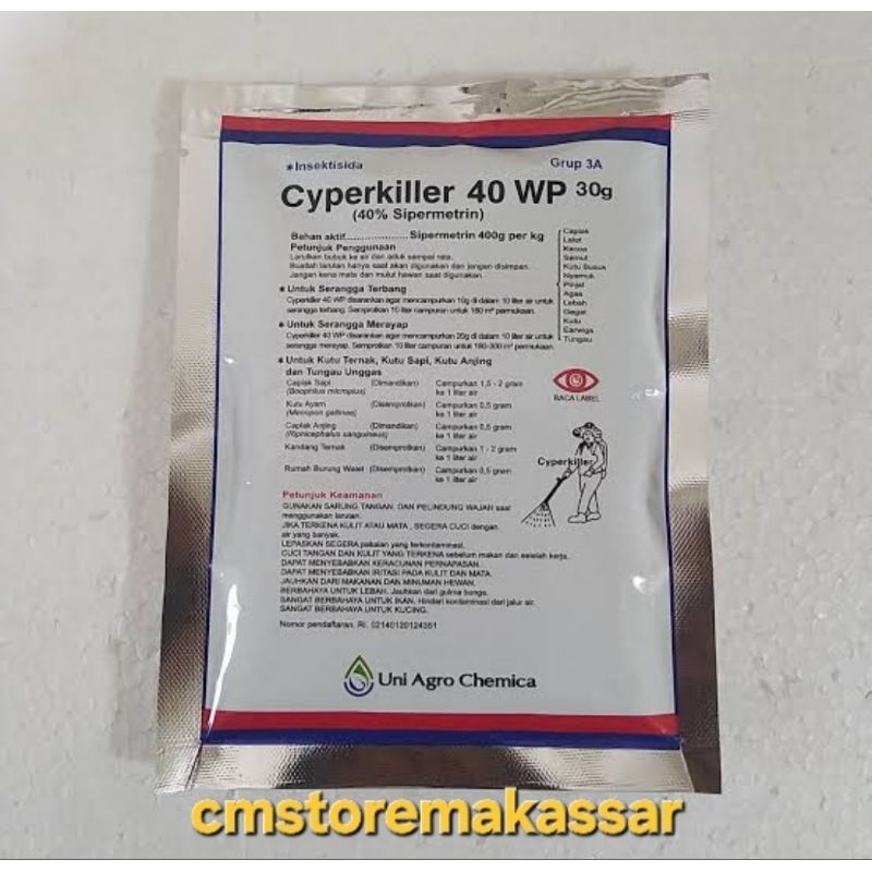 Jual Cyperkiller 40 WP Original 30g Pembasmi Serangga untuk Rumah Walet ...