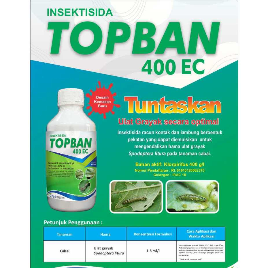 Jual TOPBAN 400EC 250ml Insektisida Obat Hama Ulat Rayap Semut Orong2 ...