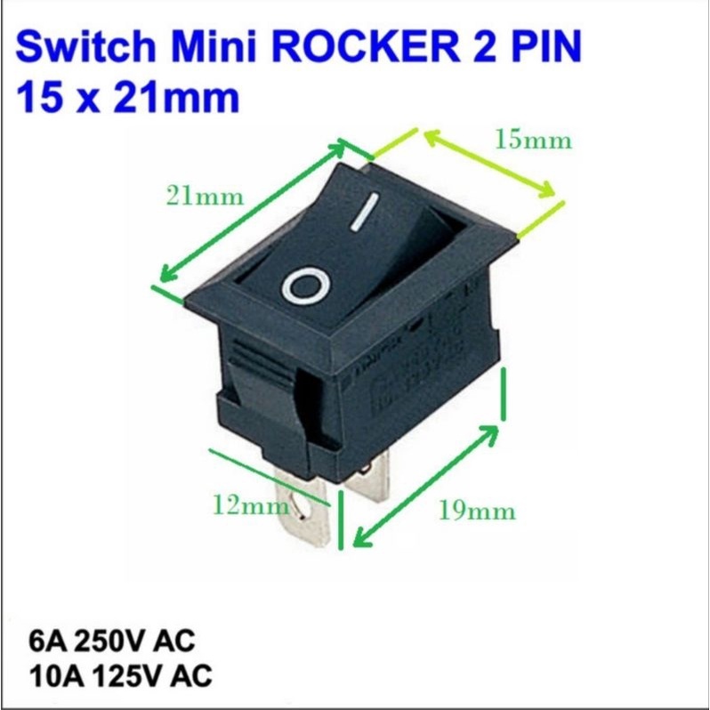 Jual Switch On Off Tanpa Lampu (Ukuran Kecil) / Rocker Switch Karaoke ...