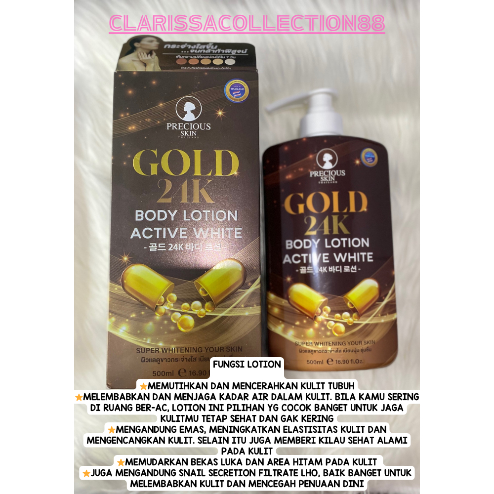 Jual PRECIOUS SKIN GOLD 24K BODY LOTION ACTIVE WHITE 500ML / GOLD 24K ...