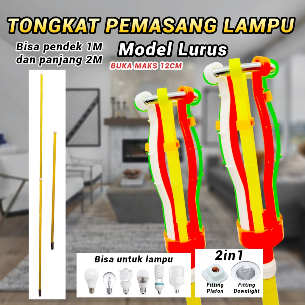 Jual Tongkat Stick Pengganti Pemasang Bohlam Lampu Downlight 2in1 ...