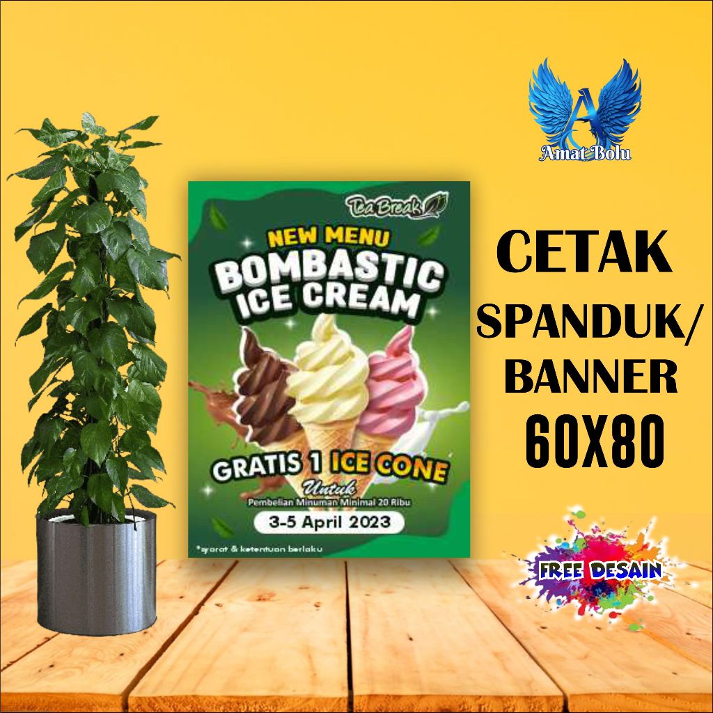 Jual Cetak Banner Cetak Spanduk ICE CREAM UKURAN 60X80 & 60X160 BISA ...