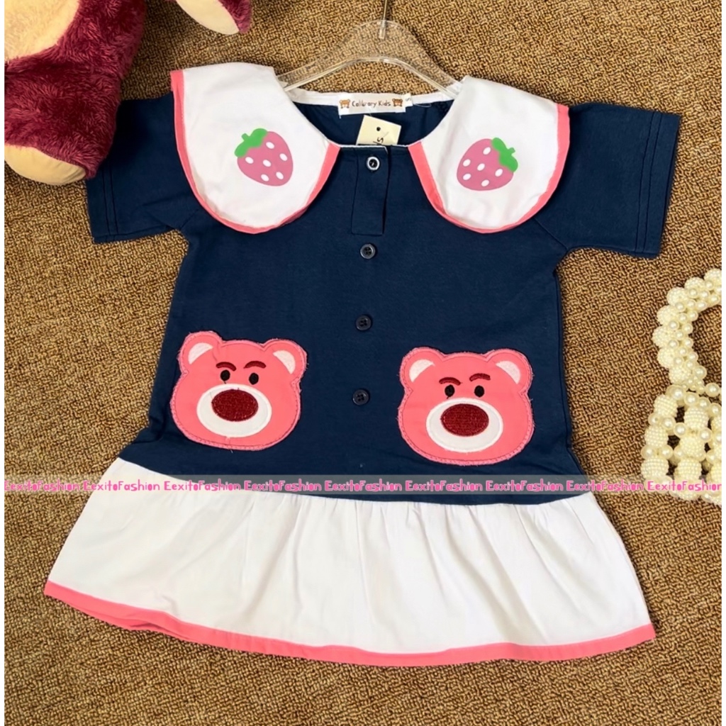 Jual ( EexitoFashion ) Lotso Dress Peterpan Collar 1 - 4 Tahun | Dress ...