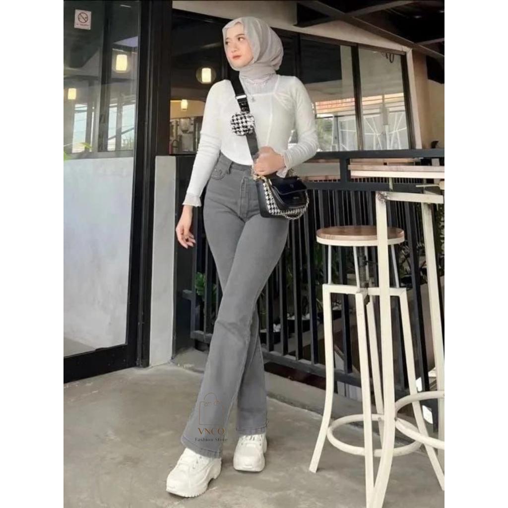 Jual 119 Celana Jeans Cutbray Wanita OOTD Vintage Look Style - Hight Waist Cutbray | Shopee ...