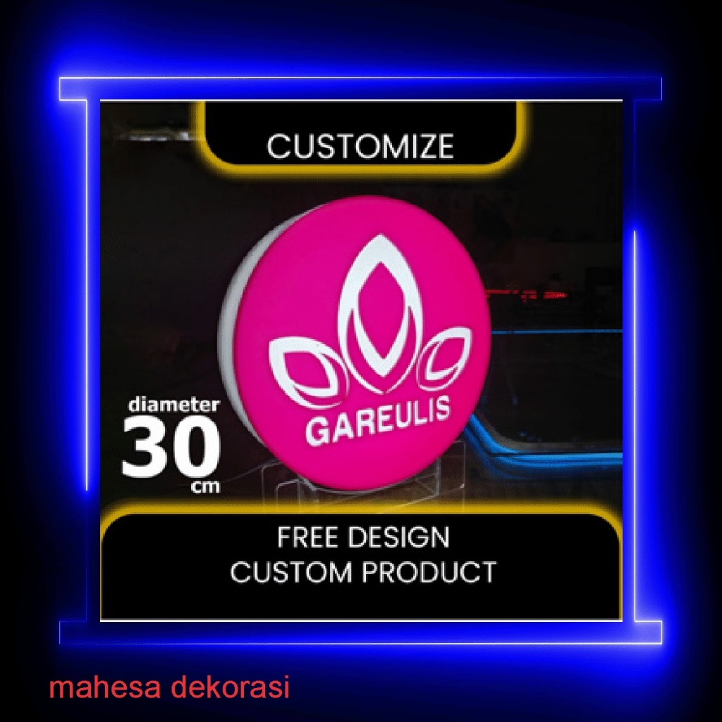 Jual 30cm Emboss Minimalis Sign Box I Neon Box Round Huruf Timbul ...