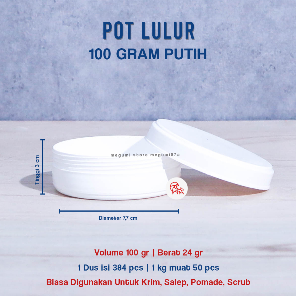 Jual Pot Pomade Pot Lulur 100gr Wadah Kosmetik Pot Salep Putih | Shopee ...