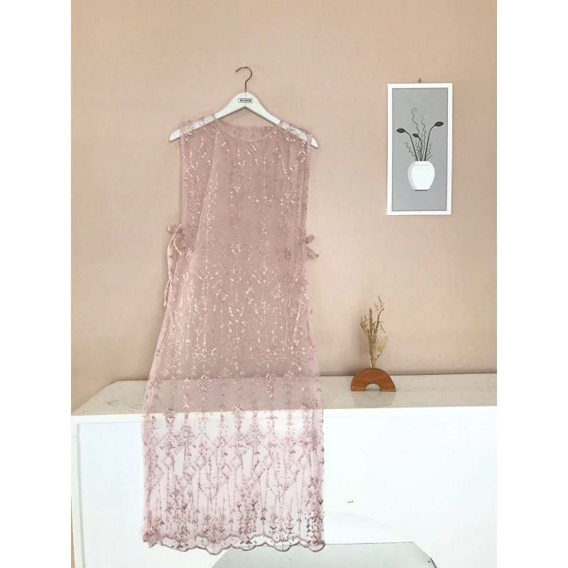 Jual Cardigan long vest tule / outer brukat premium / outer rompi ...