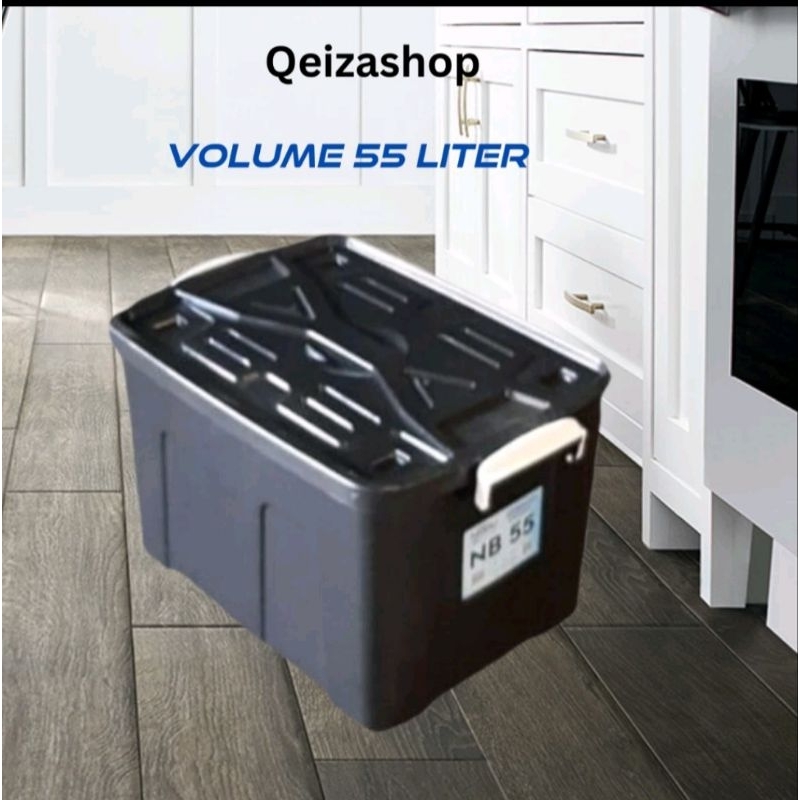 Jual CONTAINER BOX HITAM 55 LITER DENGAN RODA /KONTAINER BOX TEMPAT ...