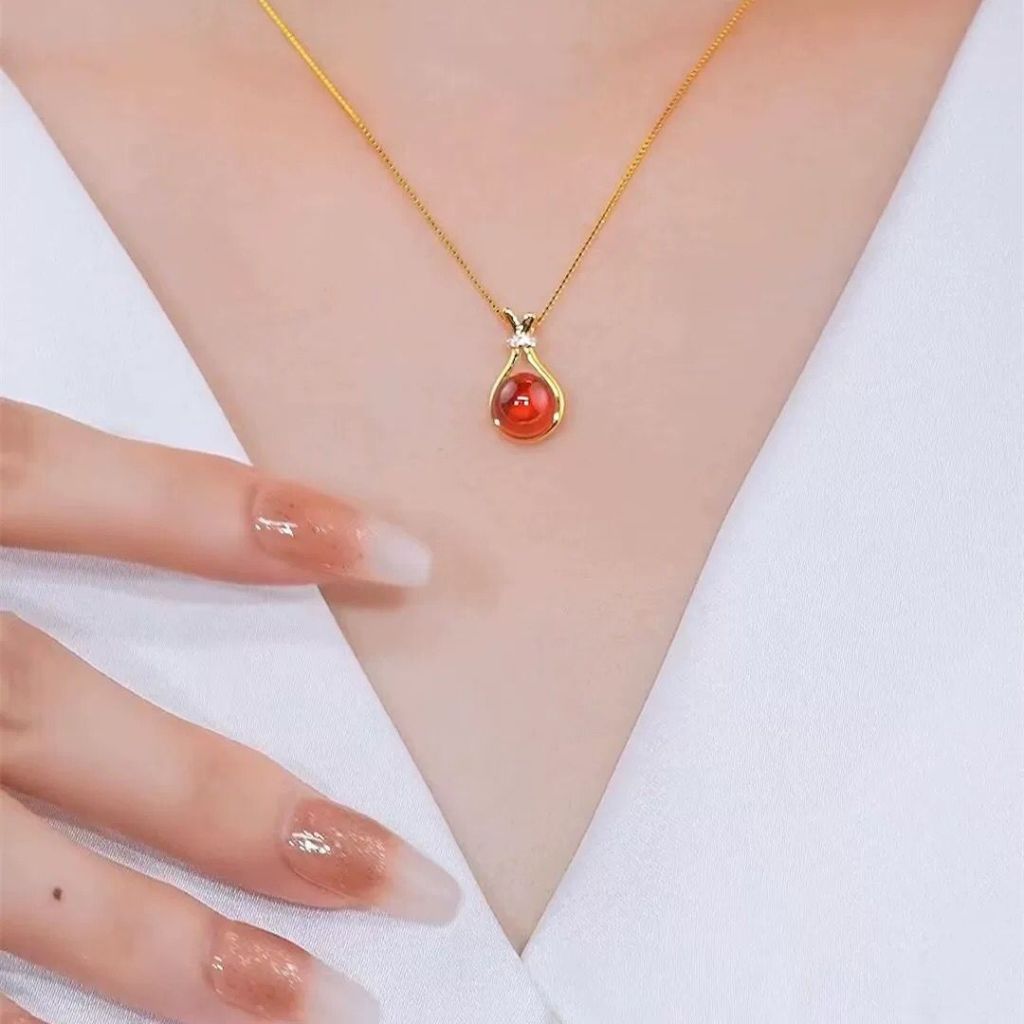 Jual KL12 -- Kalung Pendant Necklace green white model korea simple ...