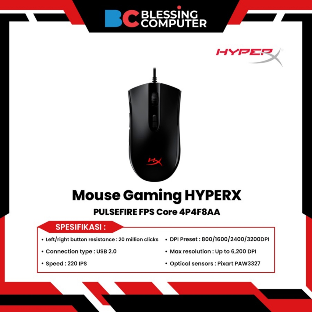 Jual Mouse Gaming HYPERX PULSEFIRE FPS Core 4P4F8AA | Shopee Indonesia