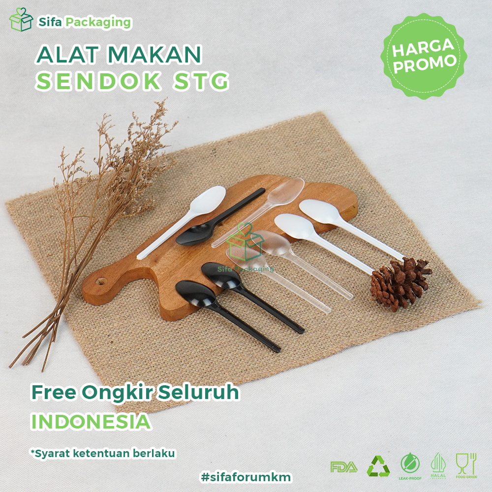 Jual Sendok Teh STG Putih Susu Hitam Bening 100 Pcs Jelly Pudding Es ...