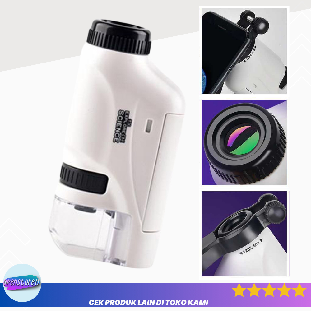 Jual Mikroskop Mini Portable Kaca Pembesar 60x - 120x Pocket ...