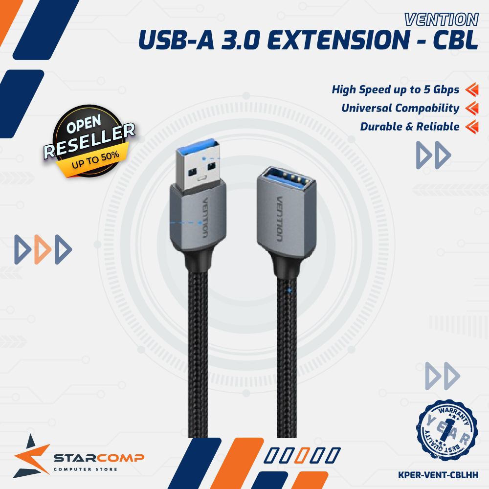 Jual Vention CBL USB 3.0 Extension Braided Perpanjangan USB-A High ...