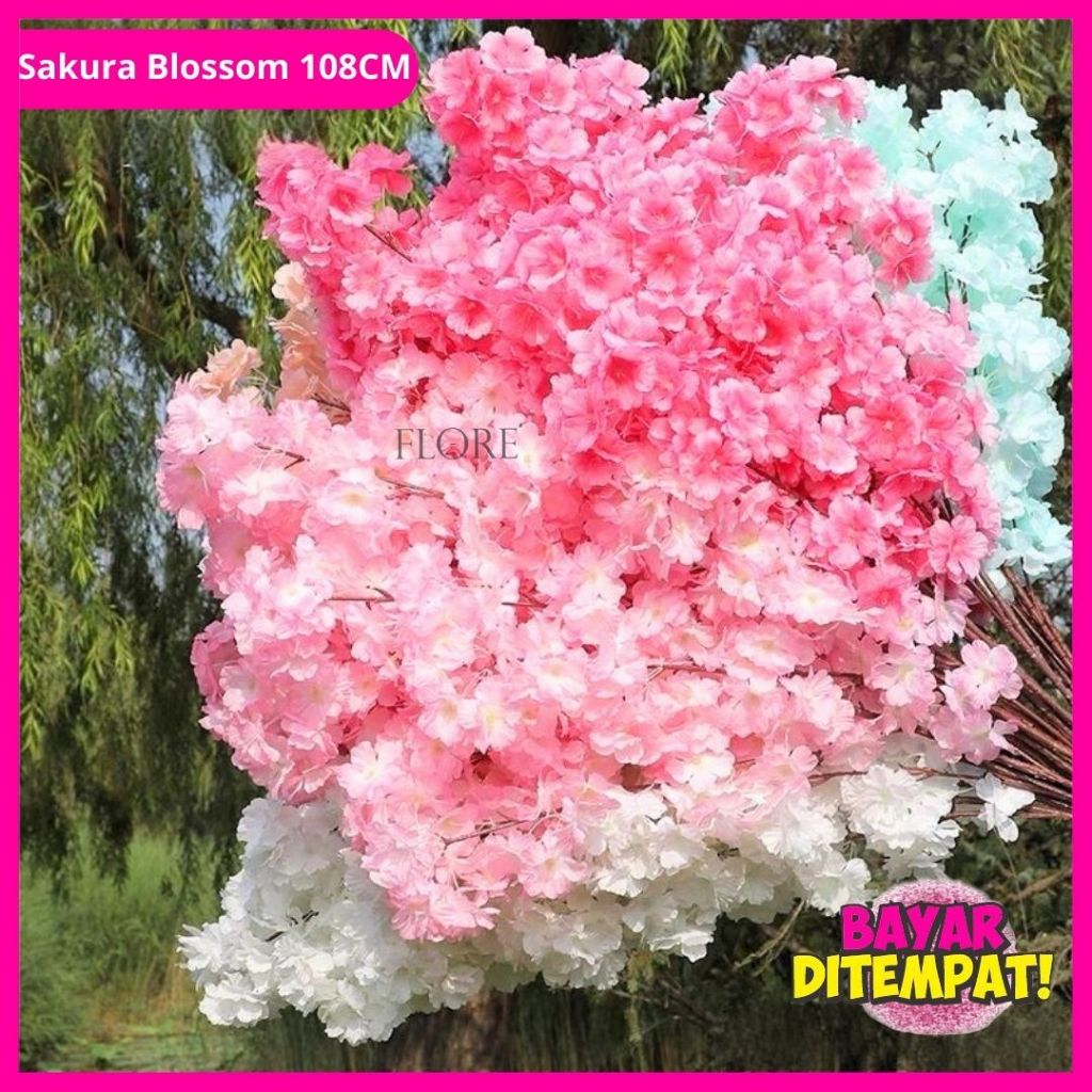 Jual Cherry Blossoms Artificial Panjang 1 Meter / Bunga Hias Dekorasi ...