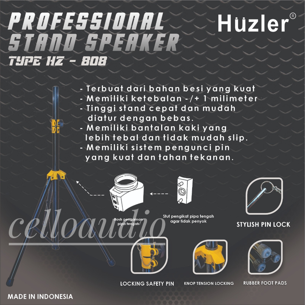 Jual Speaker Stand Tripod Huzler HZ-808 (1 Unit) Speaker Standing Full ...