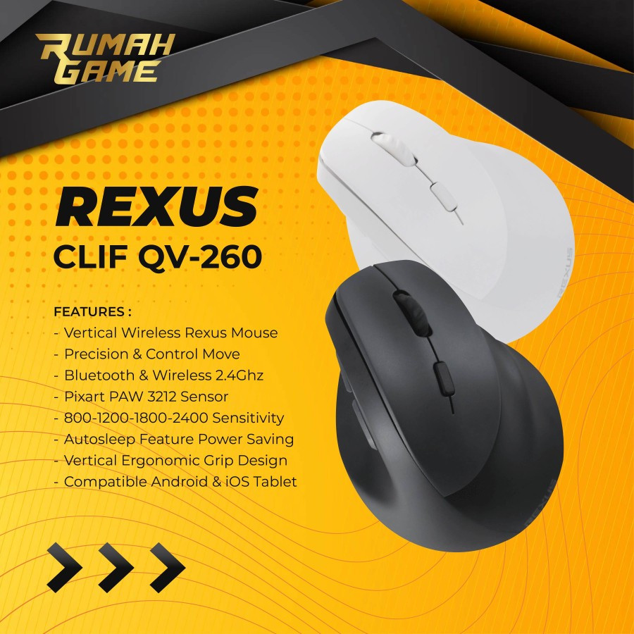 Jual Rexus Clif QV-260 QV260 Vertical Mouse Bluetooth Wireless Dual ...