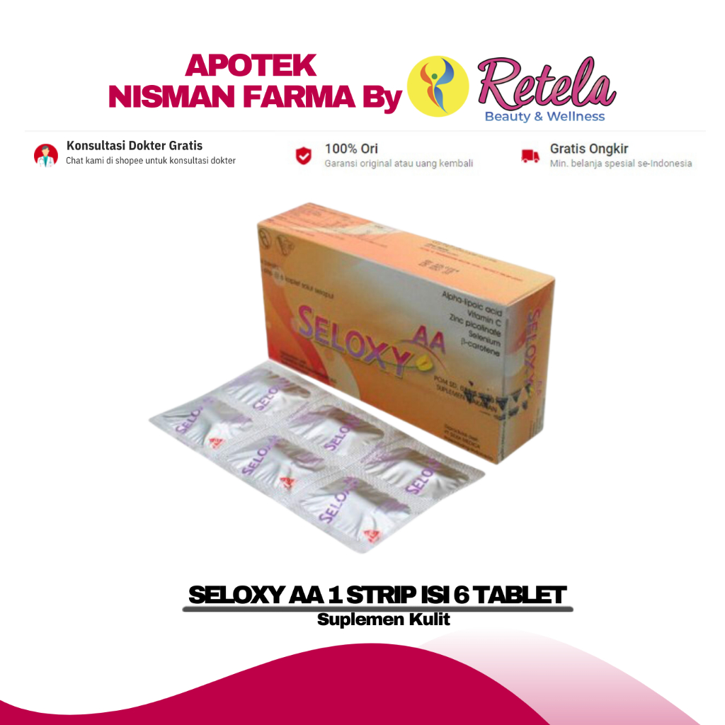 Jual SELOXY AA 1 STRIP 6 TABLET / SUPLEMEN KULIT / VITAMIN KULIT ...