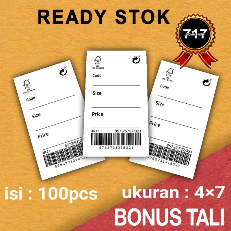 Jual Hang tag baju 4x7 label baju hangstag price tag label brand label ...