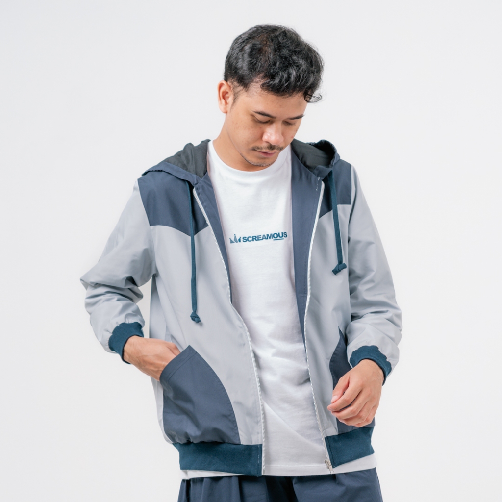 Jual Screamous WindBreaker Jacket CART GREY NAVY | Shopee Indonesia