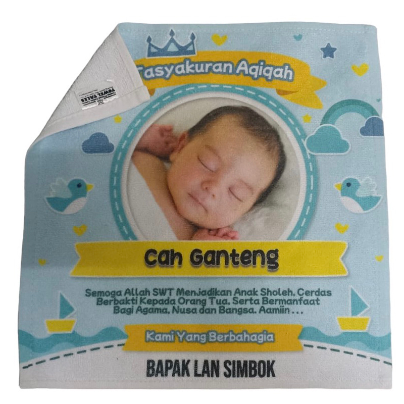 Jual souvenir handuk printing custom desain full color 30x30 cm ...